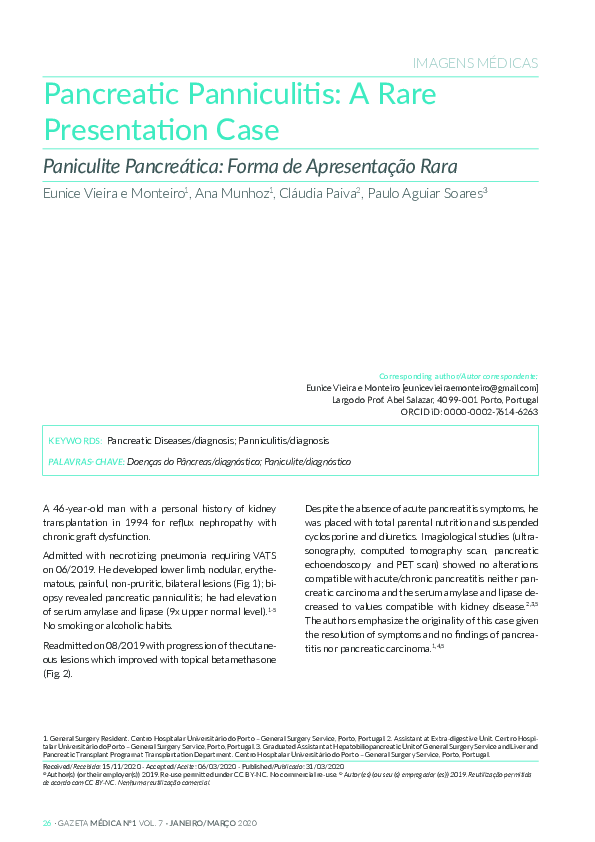 (PDF) Pancreatic Panniculitis: A Rare Presentation Case