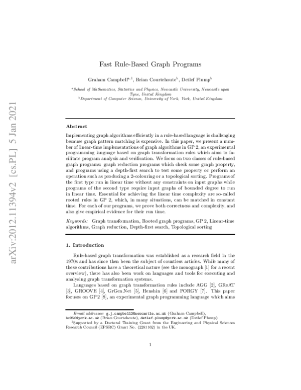 (PDF) Fast Rule-Based Graph Programs
