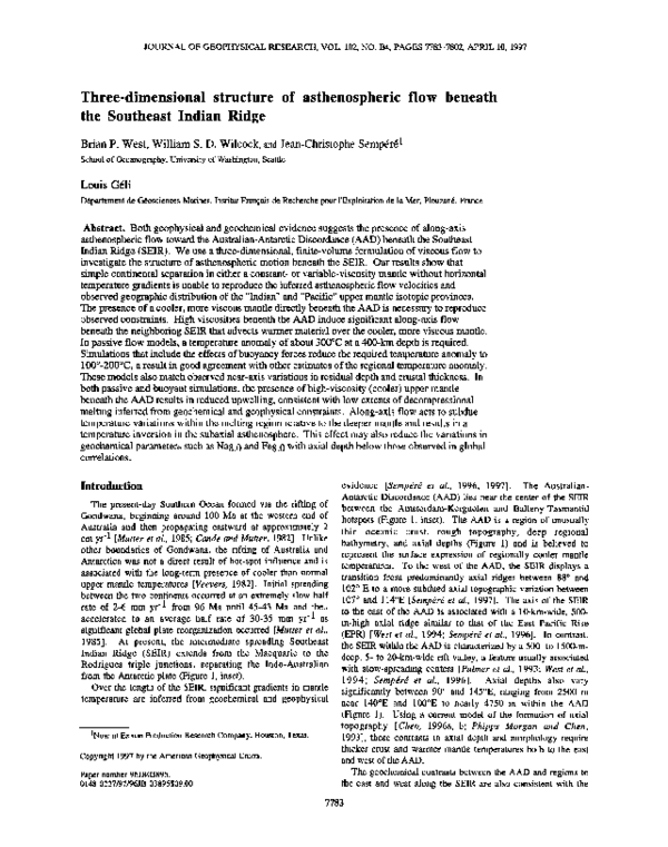 (PDF) Three-dimensional structure of asthenospheric flow beneath the ...