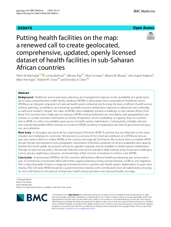 (PDF) Putting health facilities on the map: a renewed call to create ...