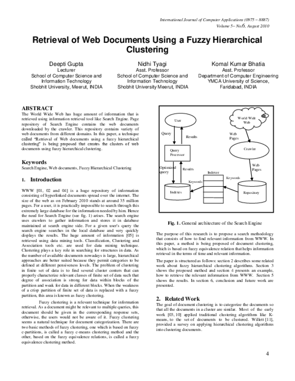 (PDF) Retrieval of Web Documents Using a Fuzzy Hierarchical Clustering