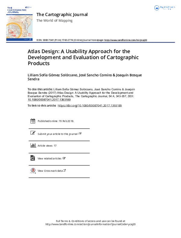 (PDF) Atlas Design: A Usability Approach for the Development and Evaluation of Cartographic Products