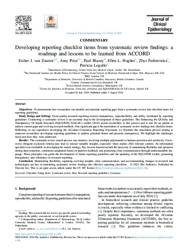 (PDF) Developing reporting checklist items from systematic review ...