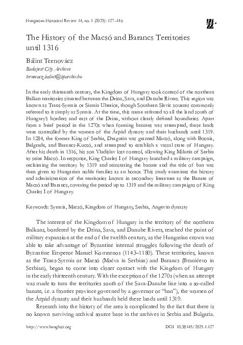 (PDF) The History of the Macsó and Barancs Territories until 1316