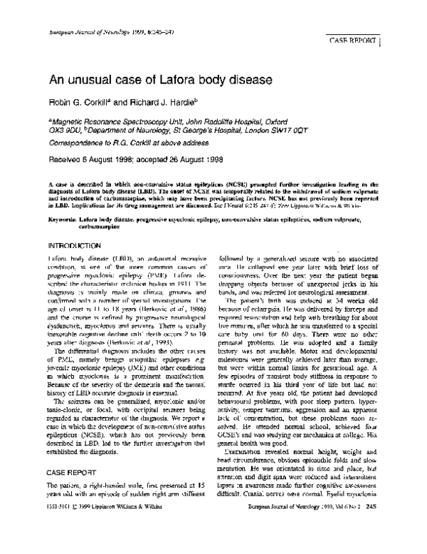 (PDF) An unusual case of Lafora body disease