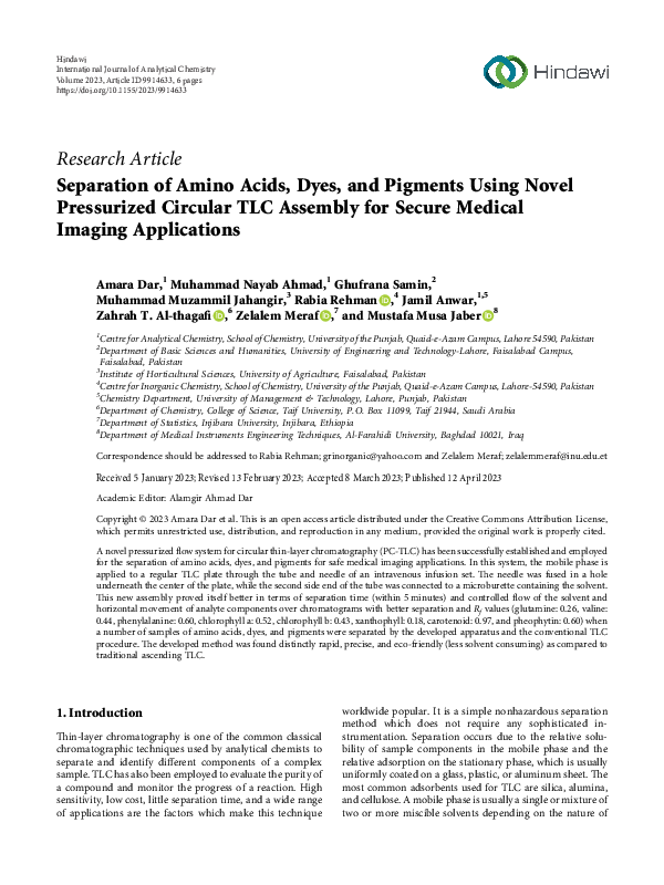 (PDF) Separation of Amino Acids, Dyes, and Pigments Using Novel ...
