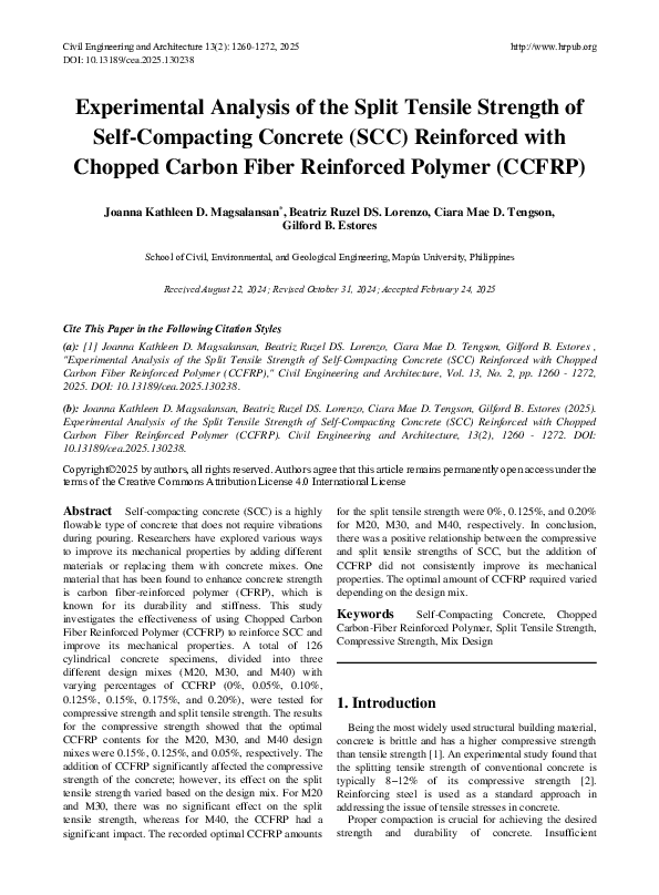 (PDF) Experimental Analysis of the Split Tensile Strength of Self ...