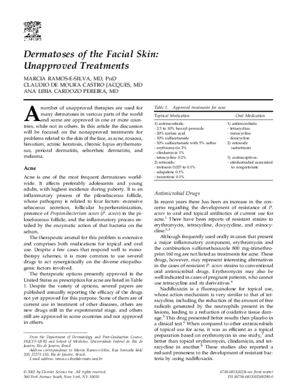 (PDF) Dermatoses of the facial skin: unapproved treatments