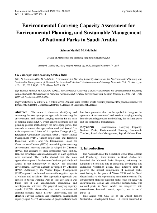 (PDF) Environmental Carrying Capacity Assessment for Environmental ...