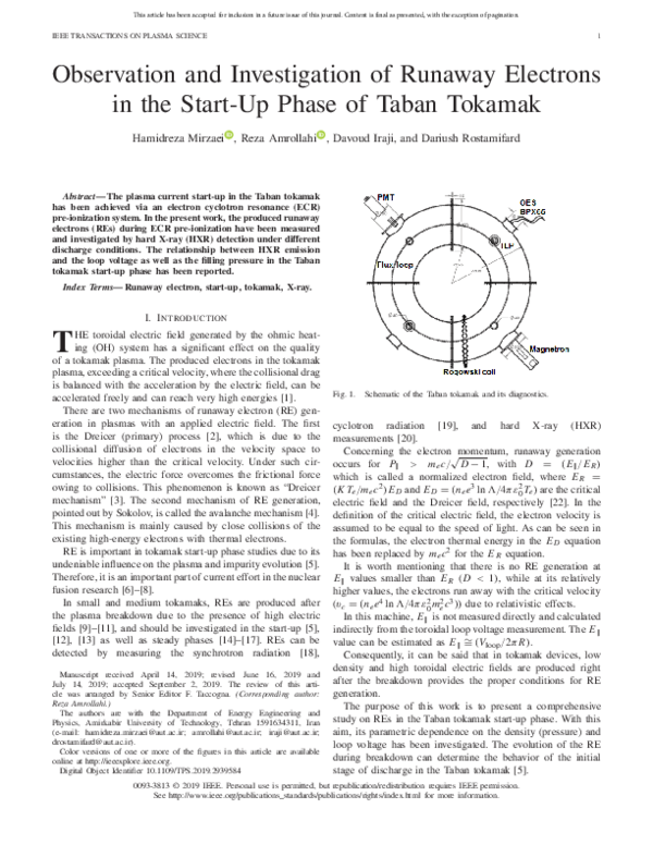(PDF) Observation and Investigation of Runaway Electrons in the Start ...