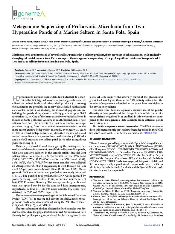 (PDF) Metagenome sequencing of prokaryotic microbiota from two ...