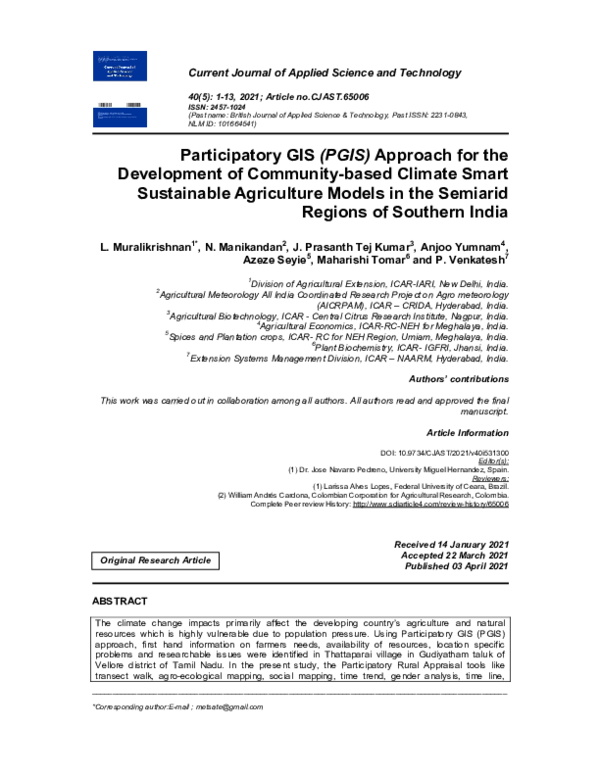 (PDF) Participatory GIS (PGIS) Approach for the Development of ...