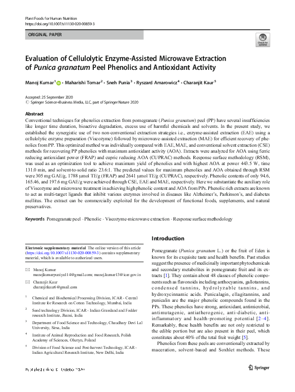 (PDF) Evaluation of Cellulolytic Enzyme-Assisted Microwave Extraction ...