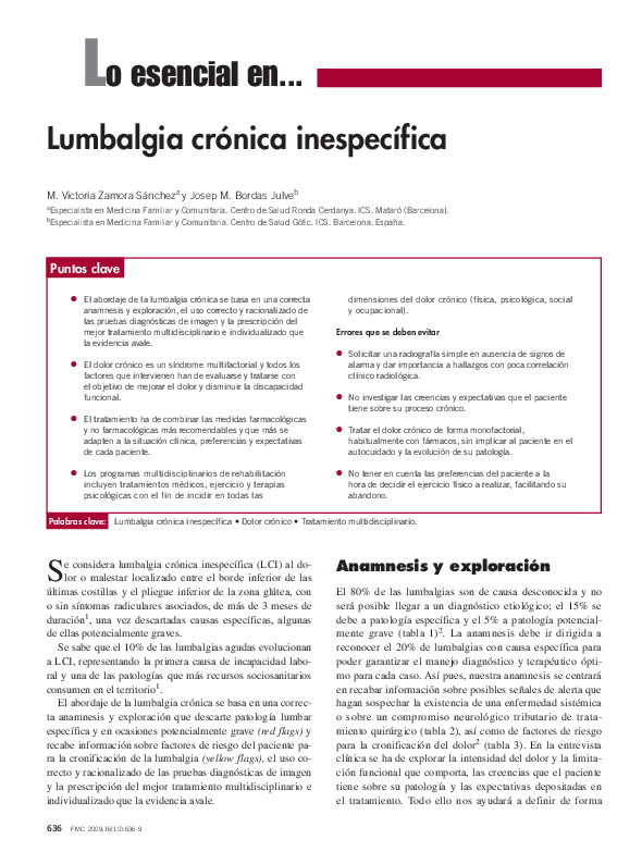 (PDF) Lumbalgia crónica inespecífica