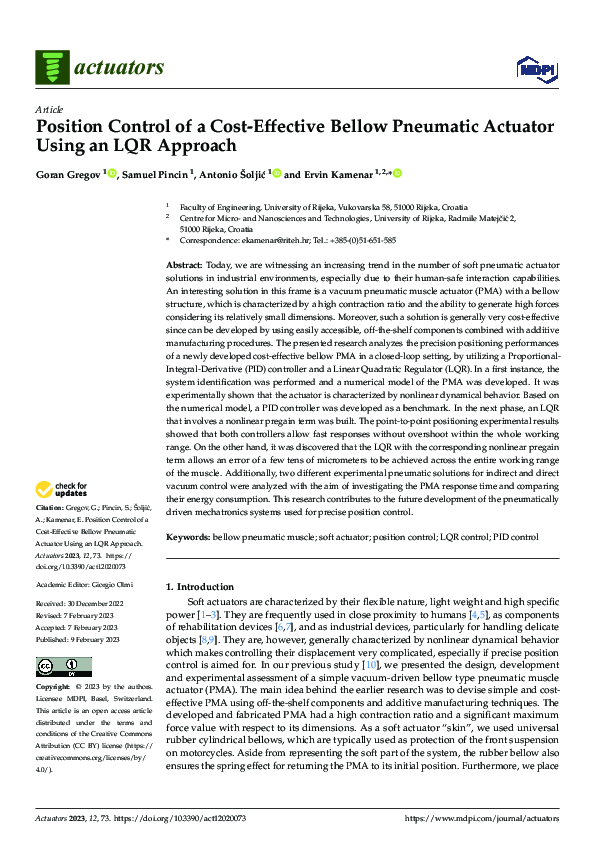 (PDF) Position Control of a Cost-Effective Bellow Pneumatic Actuator ...