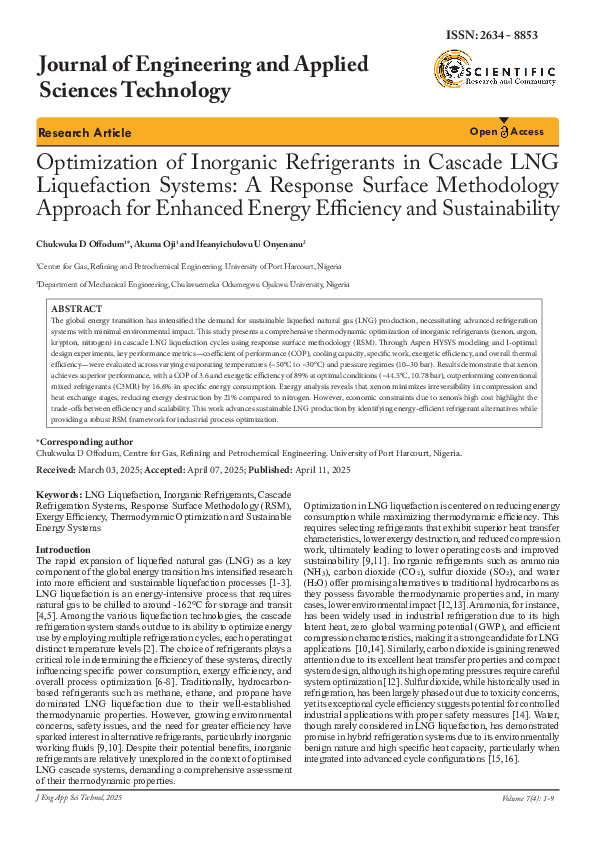(PDF) Optimization of Inorganic Refrigerants in Cascade LNG ...
