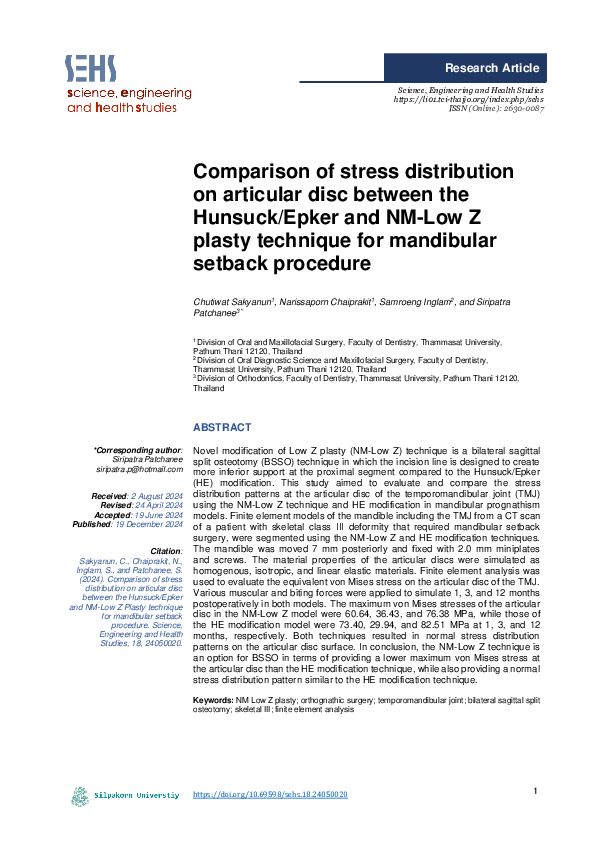 (PDF) Comparison of stress distribution on articular disc between the ...