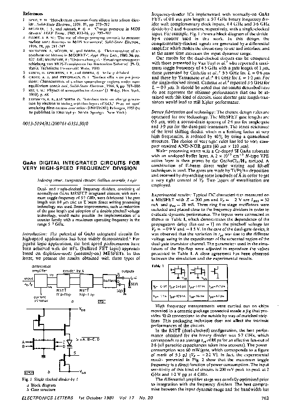 (PDF) GaAs digital integrated circuits for very high-speed frequency ...