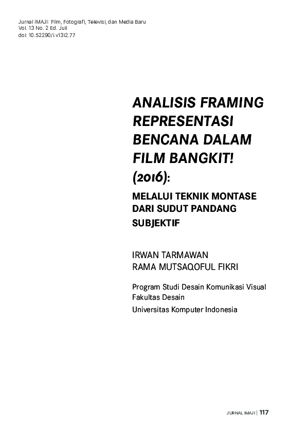 (PDF) Analisis Framing Representasi Bencana Dalam Film Bangkit! (2016) Melalui Teknik Montase ...