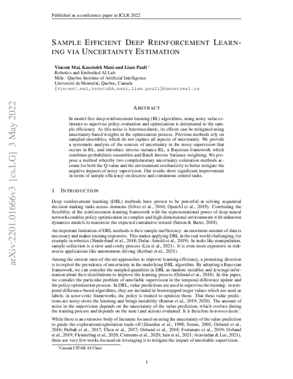 (PDF) Sample Efficient Deep Reinforcement Learning via Uncertainty Estimation