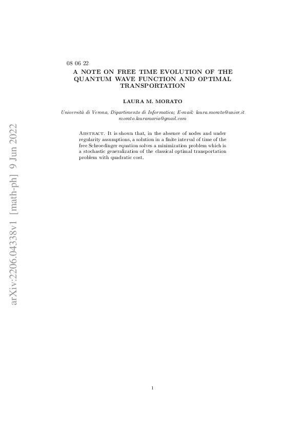 (PDF) A note on free time evolution of the quantum wave function and ...
