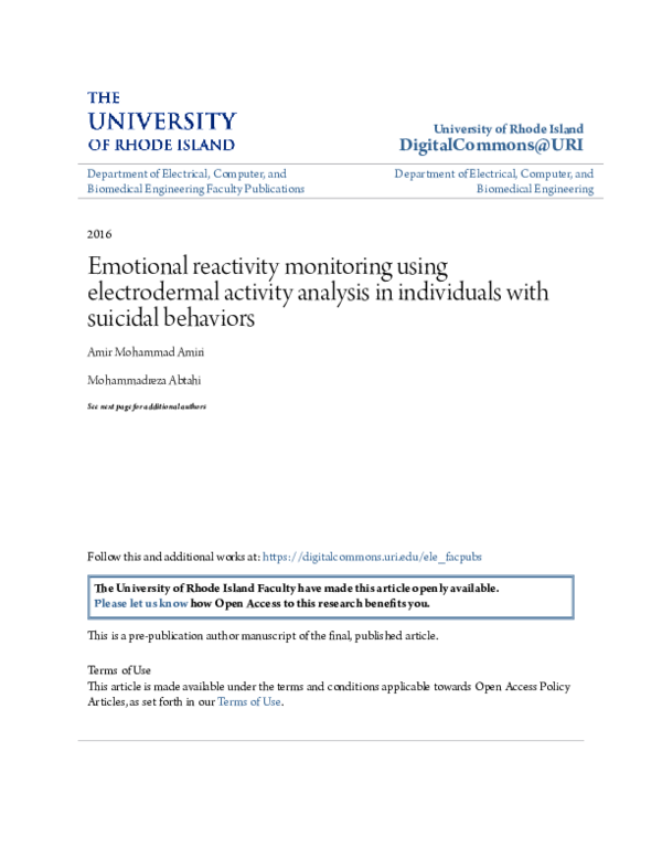(PDF) Emotional reactivity monitoring using electrodermal activity ...