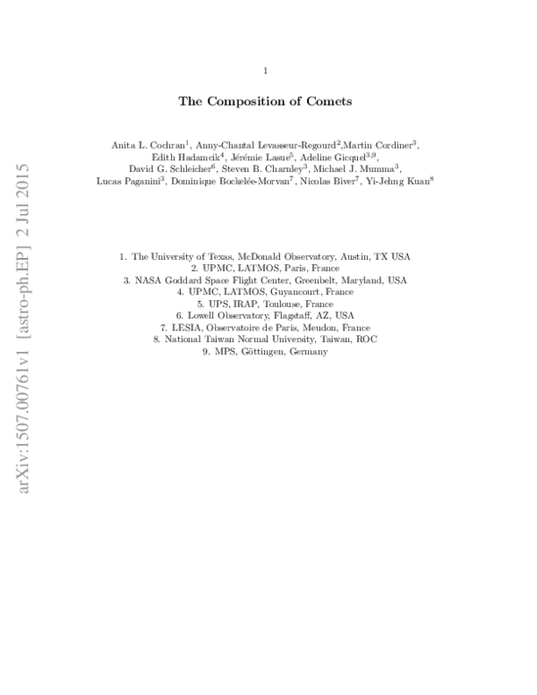 (PDF) The Composition of Comets
