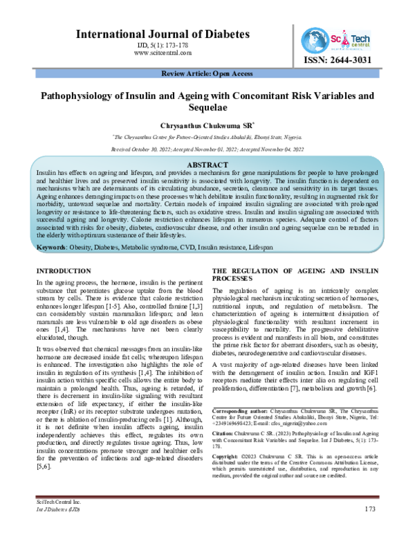 (PDF) Pathophysiology of Insulin and Ageing with Concomitant Risk ...