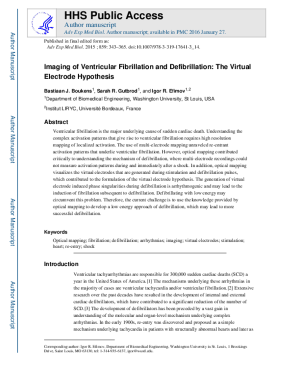 (PDF) Imaging of Ventricular Fibrillation and Defibrillation: The ...