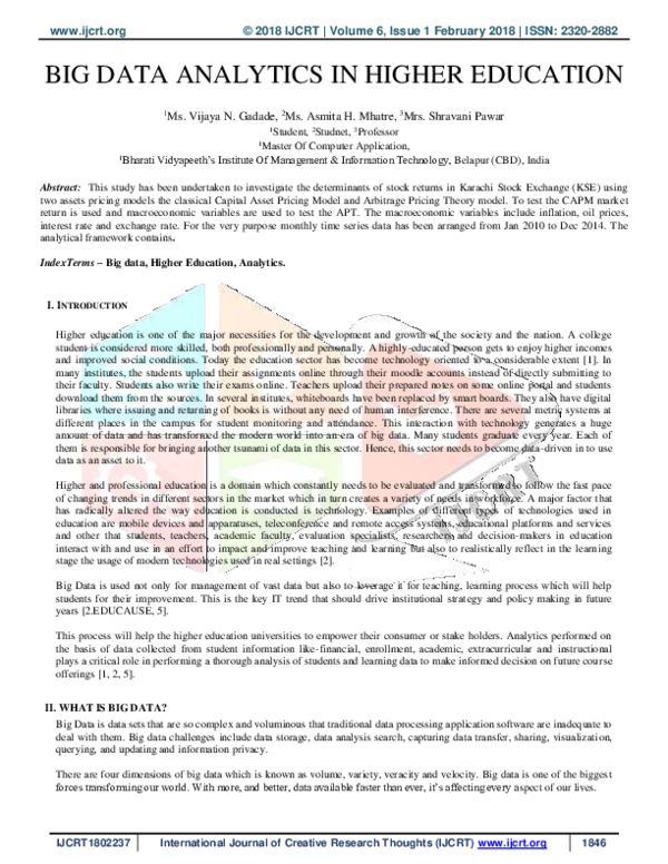 (PDF) Big Data Analytics in Higher Education
