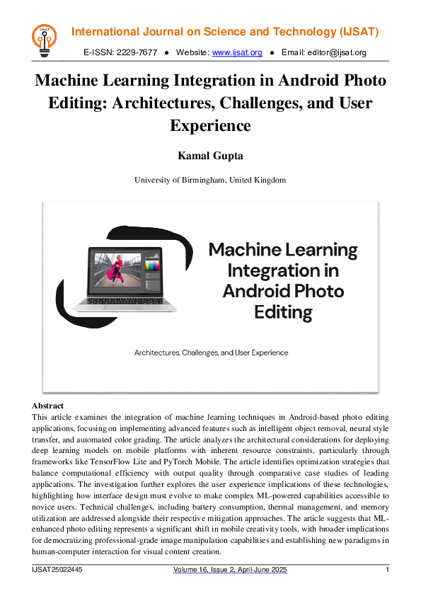 (PDF) Machine Learning Integration in Android Photo Editing ...