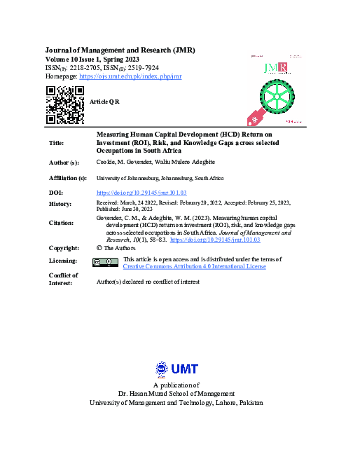 (PDF) Measuring Human Capital Development (HCD) Return on Investment (ROI), Risk, and Knowledge ...