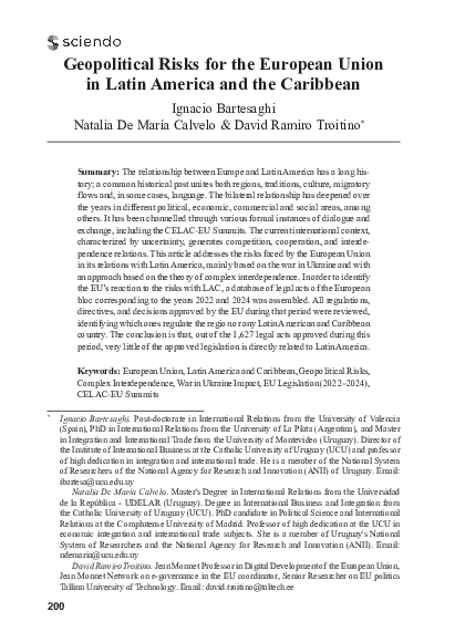(PDF) Geopolitical Risks for the European Union in Latin America and ...