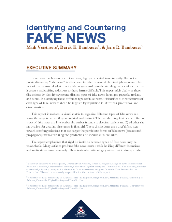(PDF) Identifying and Countering Fake News