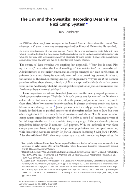 (PDF) The Urn and the Swastika: Recording Death in the Nazi Camp System