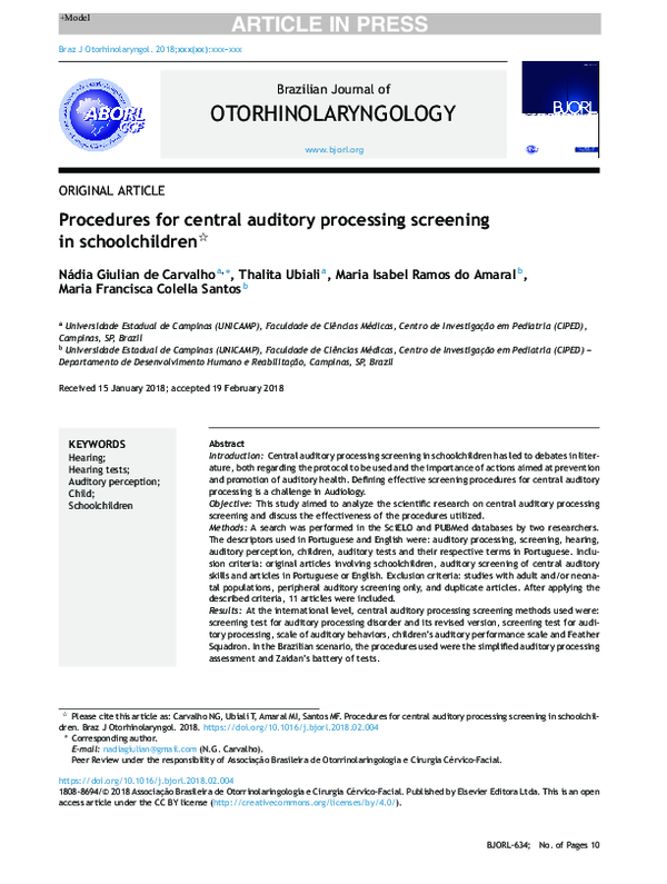 (PDF) Procedures for central auditory processing screening in ...