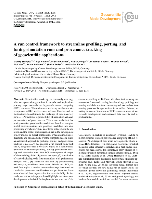 (PDF) A run control framework to streamline profiling, porting, and tuning simulation runs and ...