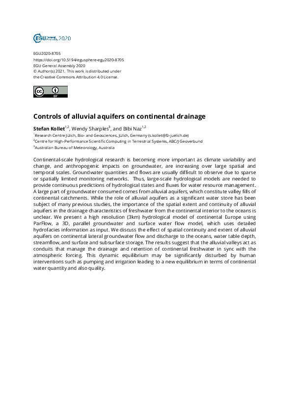 (PDF) Controls of alluvial aquifers on continental drainage