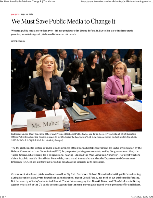 (PDF) We Must Save Public Media to Change It