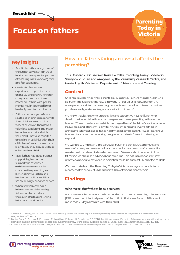(PDF) Focus on fathers: research brief