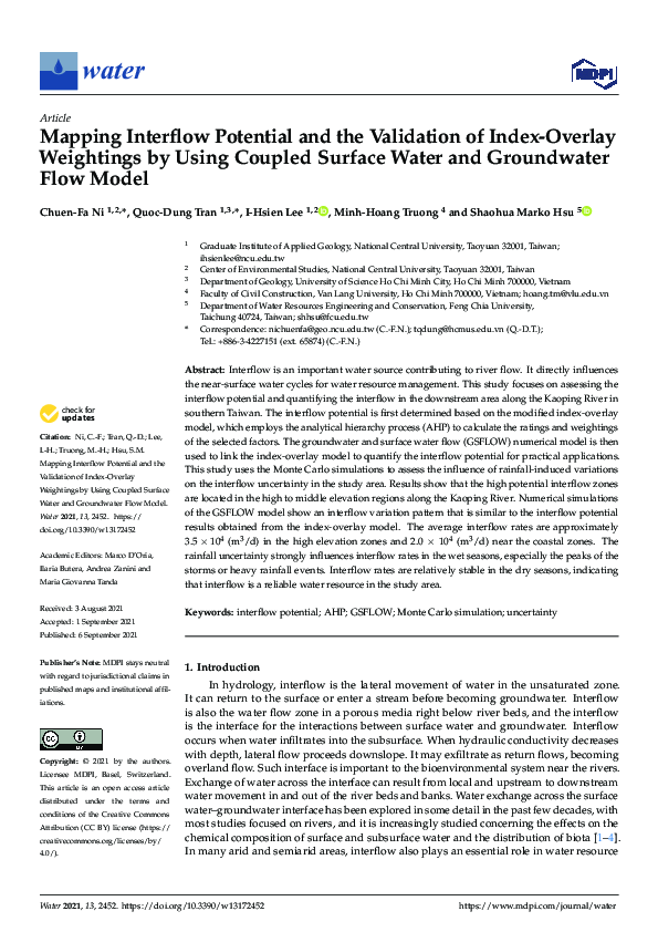 (PDF) Mapping Interflow Potential and the Validation of Index-Overlay Weightings by Using ...