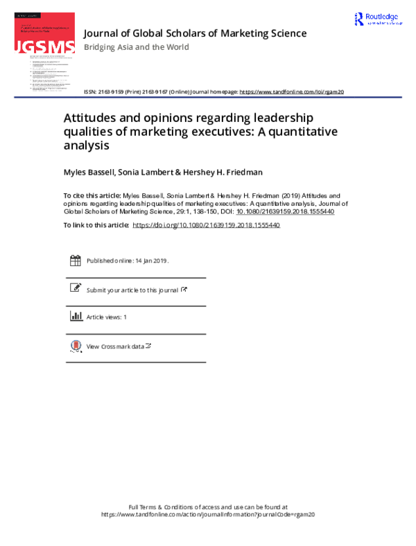 (PDF) Attitudes and opinions regarding leadership qualities of ...