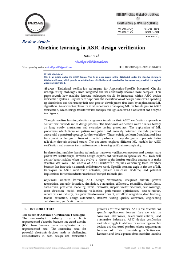 (PDF) Machine learning in ASIC design verification