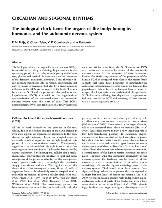 (PDF) The biological clock tunes the organs of the body: timing by ...
