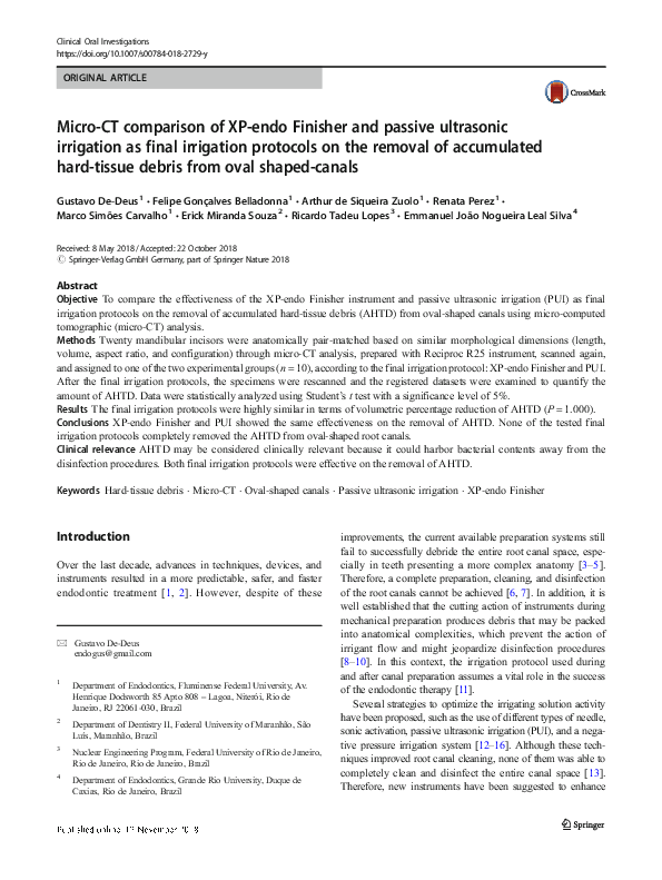 (PDF) Micro-CT comparison of XP-endo Finisher and passive ultrasonic ...