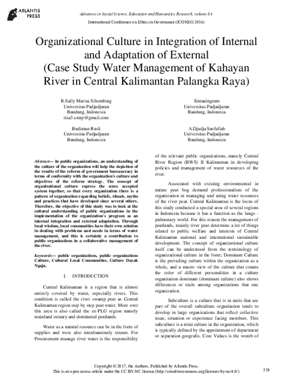 (PDF) Organizational Culture in Integration of Internal and Adaptation ...