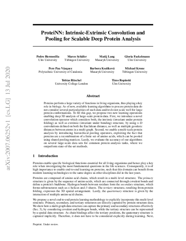 (PDF) ProteiNN: Intrinsic-Extrinsic Convolution and Pooling for ...