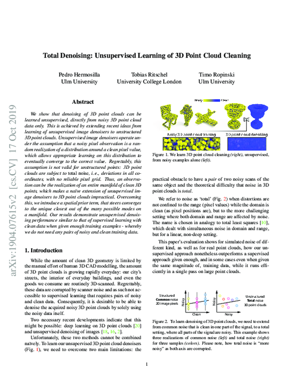 (PDF) Total Denoising: Unsupervised Learning of 3D Point Cloud Cleaning