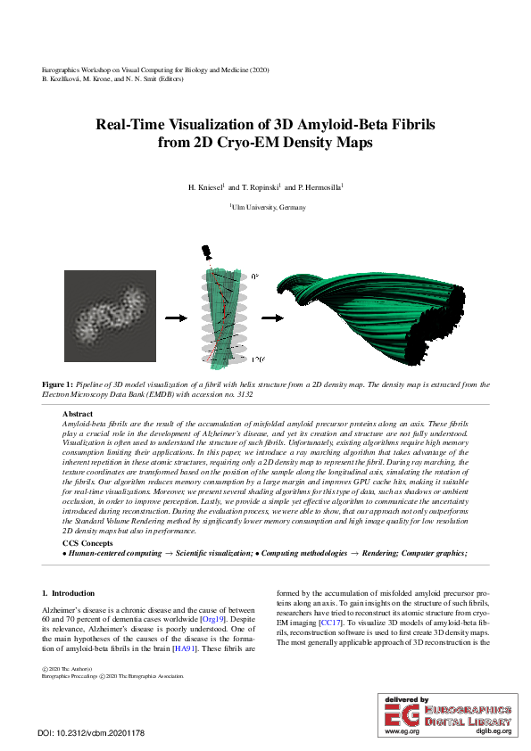 (PDF) Real-Time Visualization of 3D Amyloid-Beta Fibrils from 2D Cryo ...