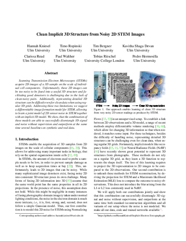 (PDF) Clean Implicit 3D Structure from Noisy 2D STEM Images